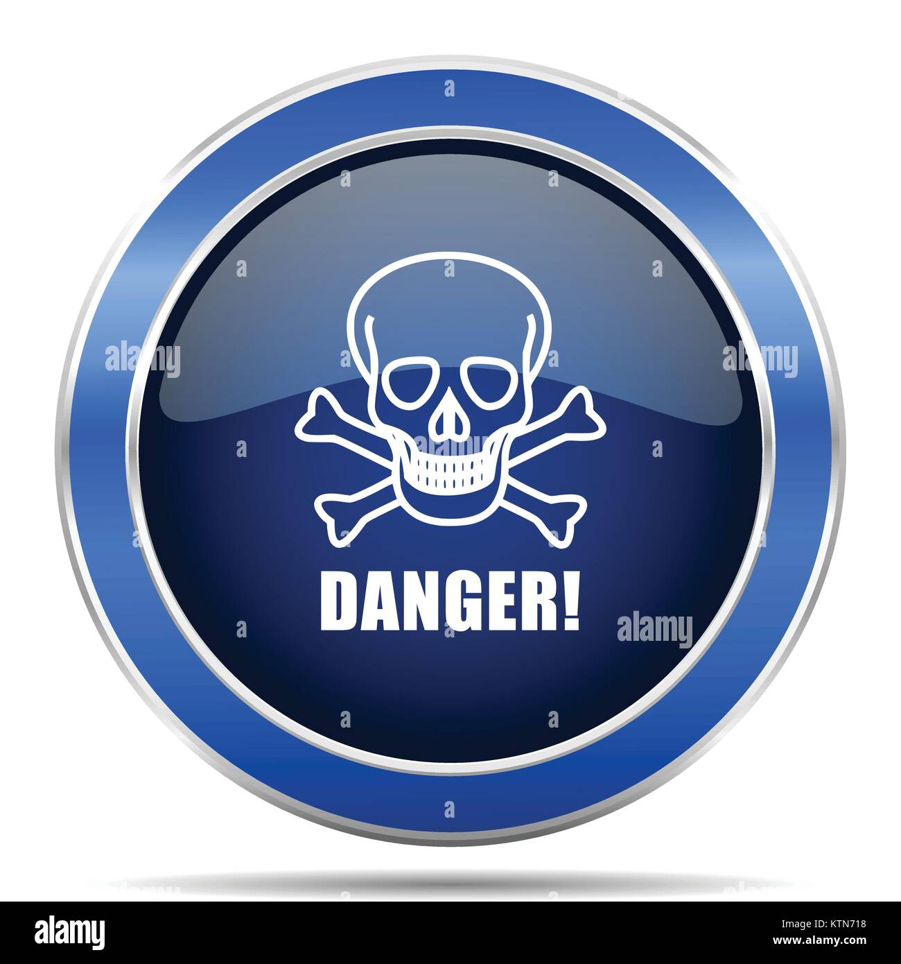 Danger skull vector icon. Modern design blue silver metallic glossy web ...
