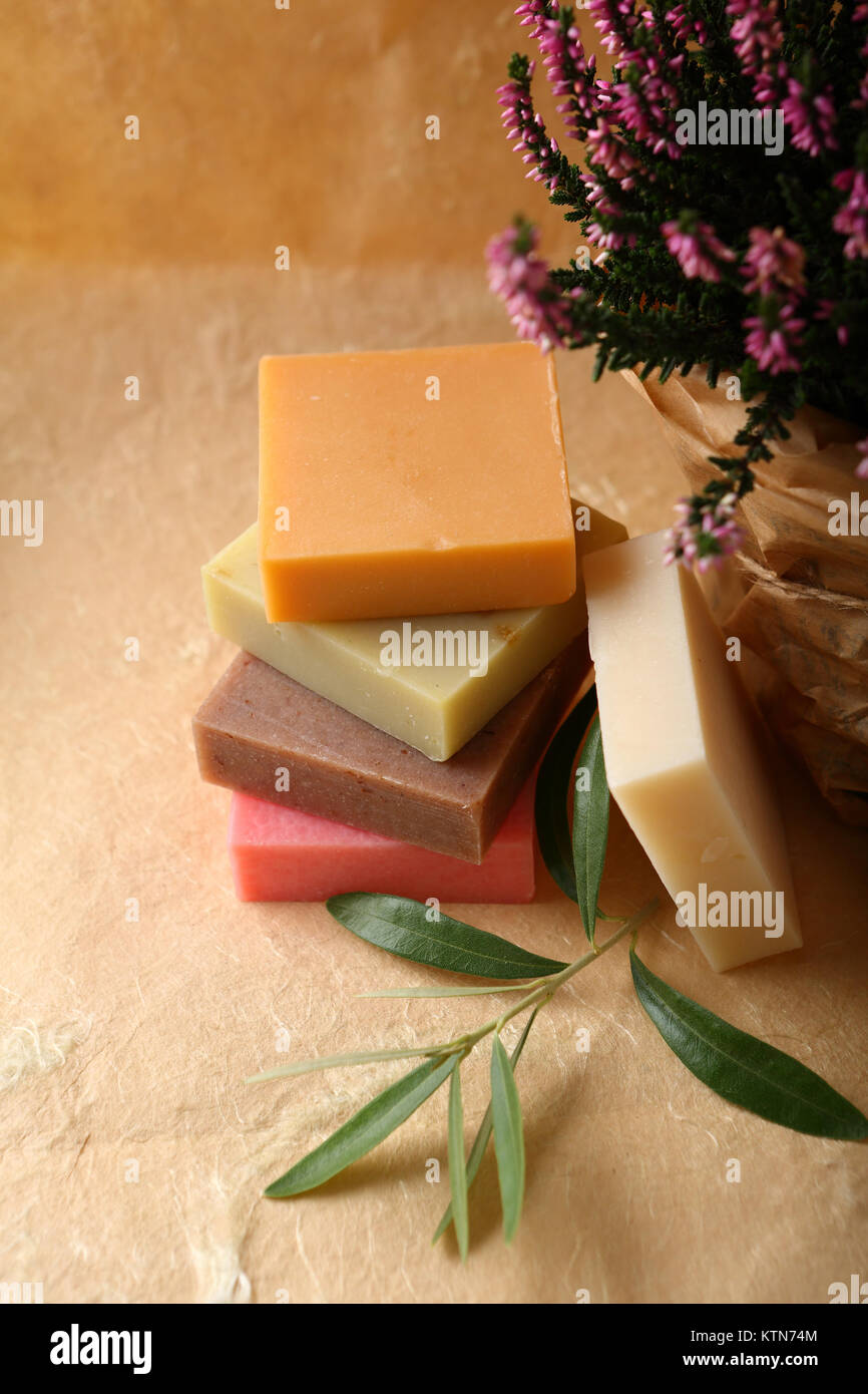Stack of organic soaps, healthy lifestyle Stock Photo - Alamy