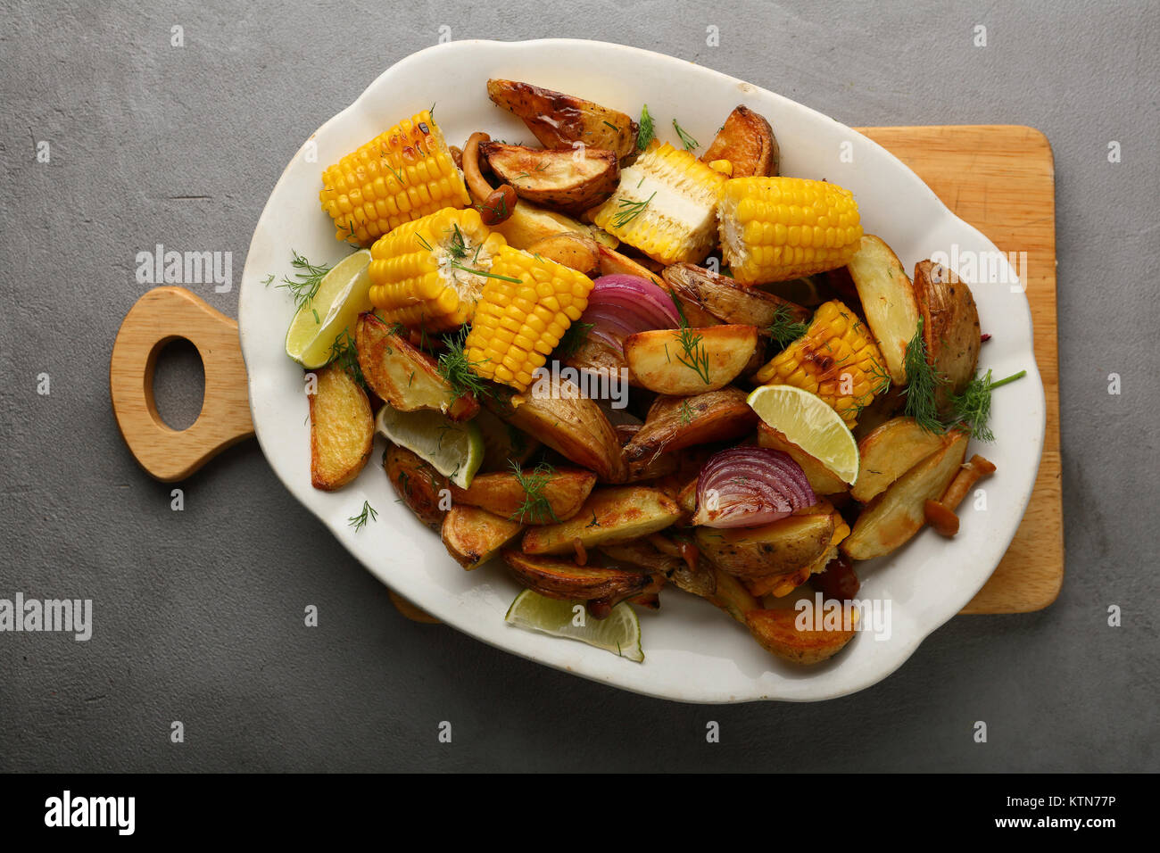 Roasted vegetables mix on plate, healthy food Stock Photo - Alamy