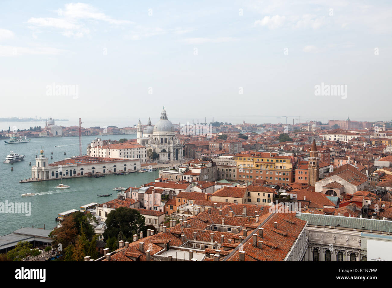 Aerial view of Venice city from the top of the bell tower at the San ...