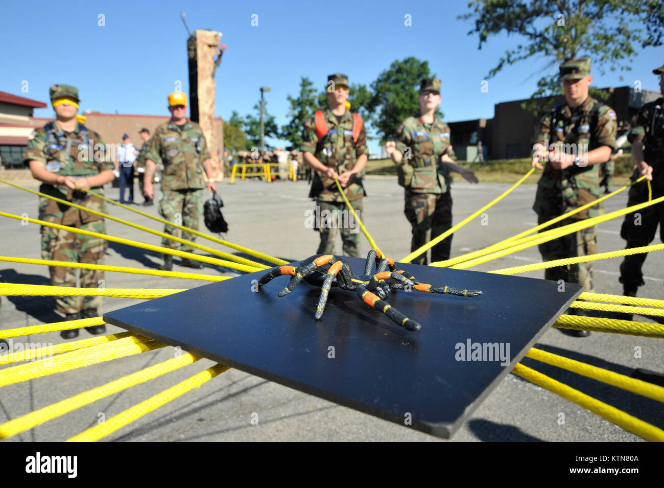 Members of the Civil Air Patrol participate in a team-building exercise ...