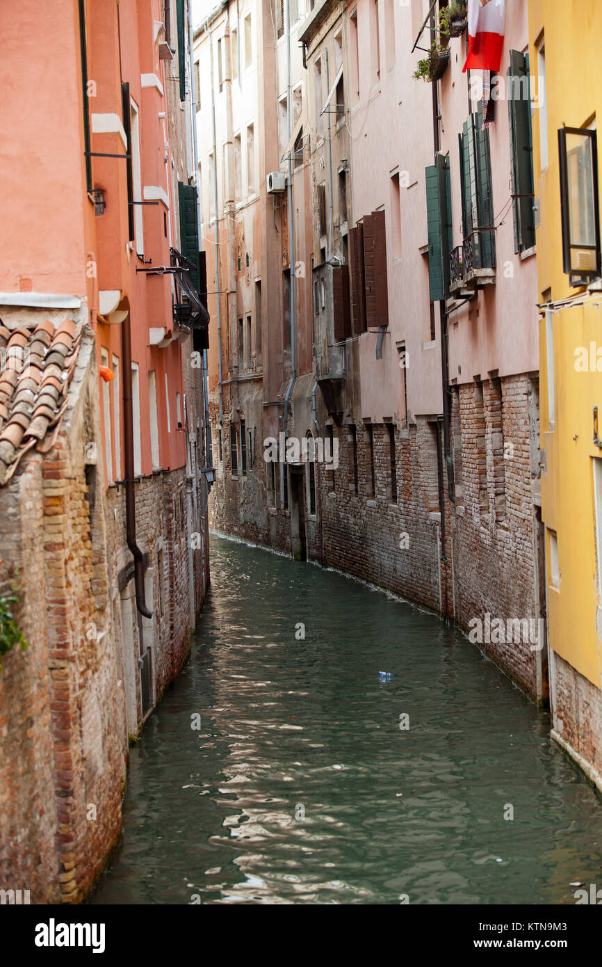 View of ancient buildings and narrow canal in Venice Stock Photo - Alamy