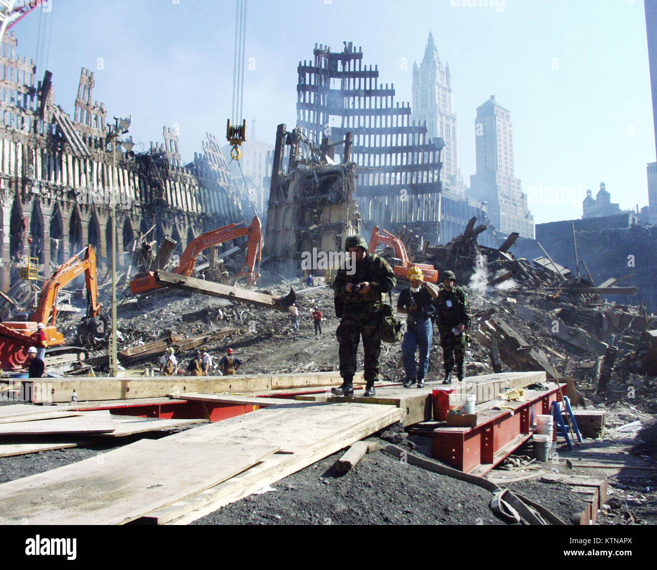 NEW YORK – A view of the pile at ground zero October 4, 2001, during ...