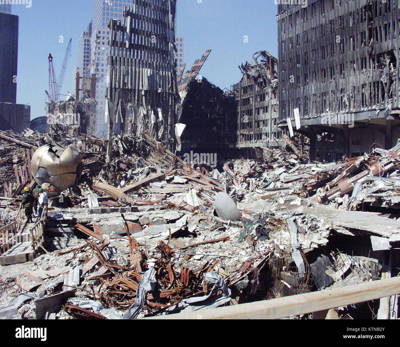 NEW YORK – A view of the pile at ground zero October 4, 2001, during ...