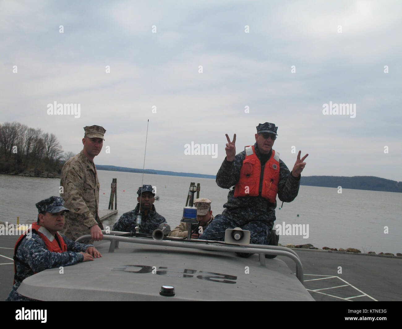 National Guard on boat Stock Photo - Alamy
