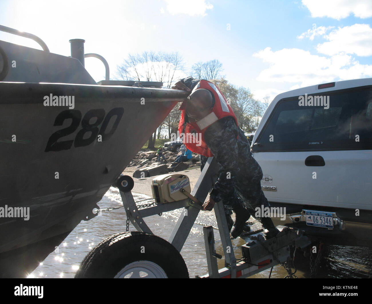 National Guard on boat Stock Photo - Alamy