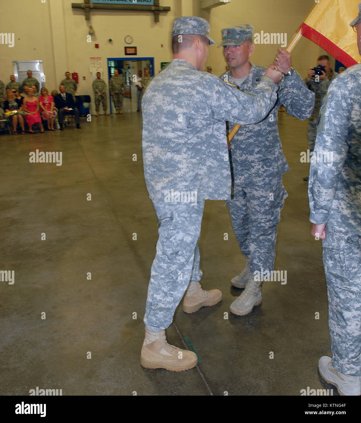 SYRACUSE--Major Scott Jessop accepts the colors of the New York Army National Guard's 427th ...