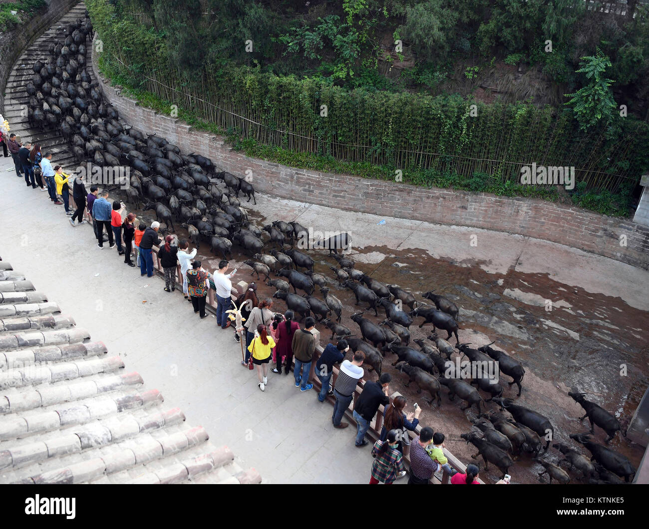 Nanchong, China's Sichuan Province. 28th Apr, 2017. Tourists watch ...