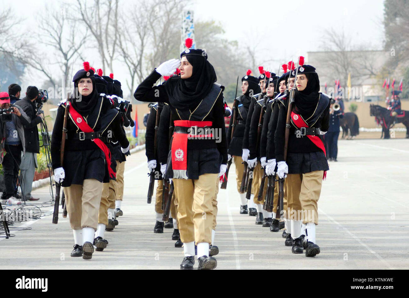 Police cadets are paying guard of honor and marching during annual sub ...