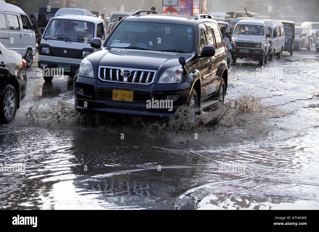 Inundated road by overflowing sewerage water creating problems for ...