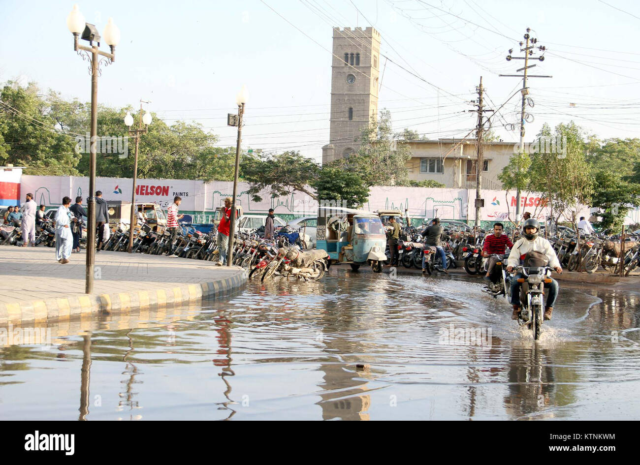 Inundated road by overflowing sewerage water creating problems for ...