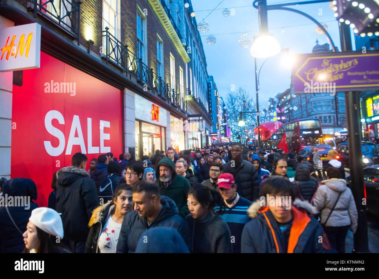 Oxford Circus, London. United Kingdom. 26th December 2017. Large crowd ...