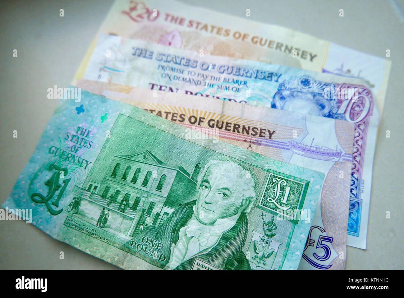 A view of bank notes of the currency Guernsey Pound (GGP) meant for ...