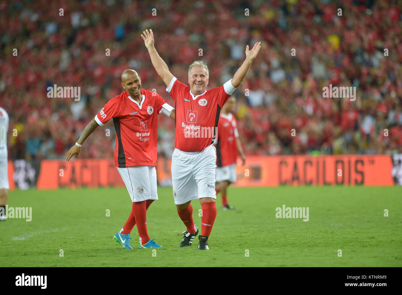 Rio De Janeiro, Brazil. 27th Dec, 2017. Zico celebrates goal during the ...