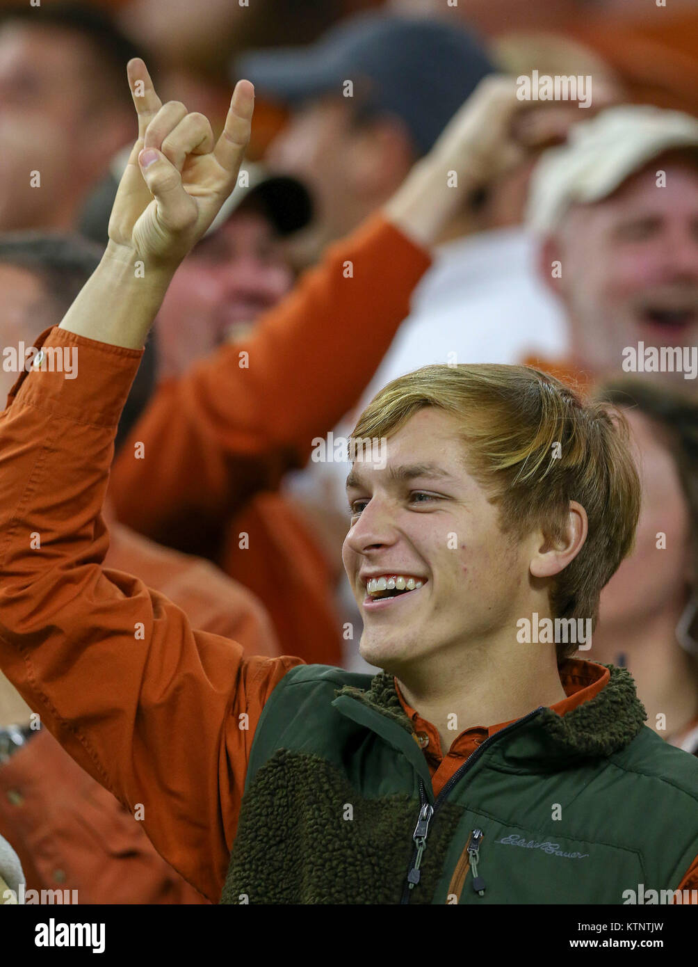 Houston, TX, USA. 27th Dec, 2017. A Texas Longhorns fan celebrates ...