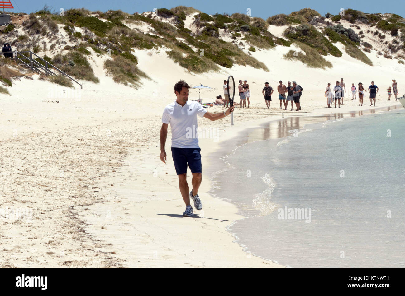 Tennis player Roger Federer visits Rottnest Island of the coast of ...