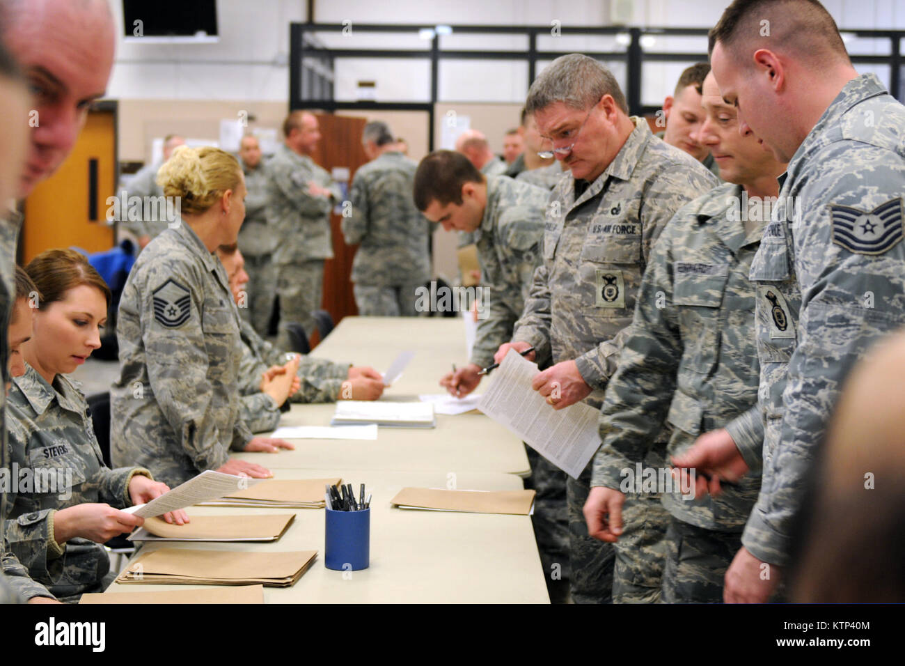 Members of the New York Air National Guard’s 174th Attack Wing fill out ...