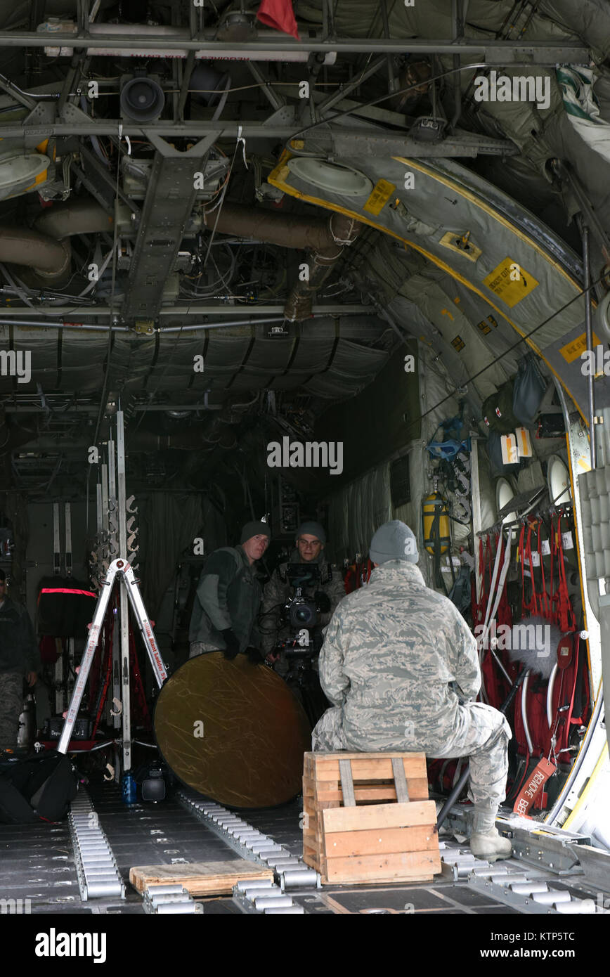 Senior Airman Jon Alderman (left) and Master Sgt. Mike Davis interview ...