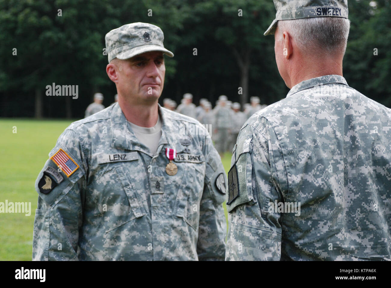 CAMP SMITH-- Command Sgt. Major Justin Lenz receives the Combat Action ...