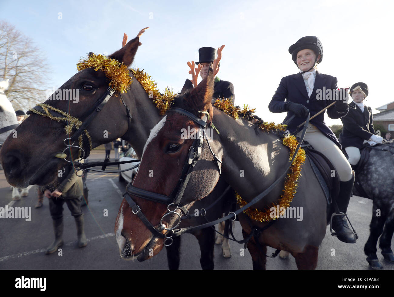 Horses wear reindeer antlers and tinsel as the Tedworth Hunt meets in ...