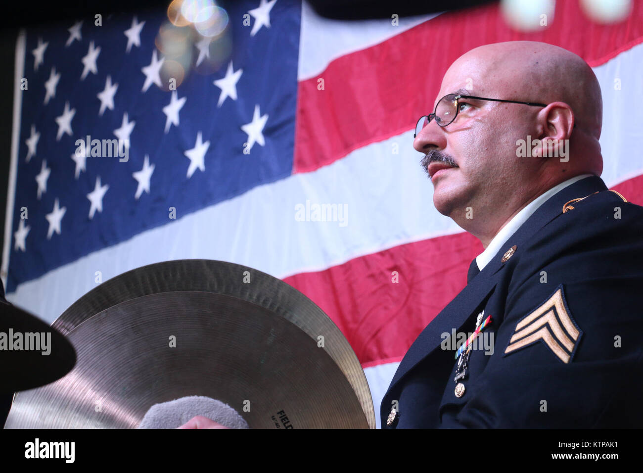 Sgt. James Petropoulos of the 42nd Infantry Division Band plays the ...