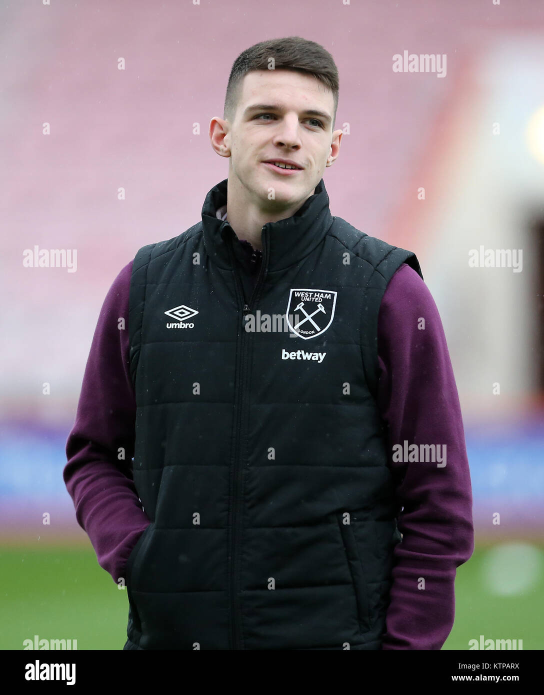 West Ham United's Declan Rice walks the pitch prior to the Premier ...