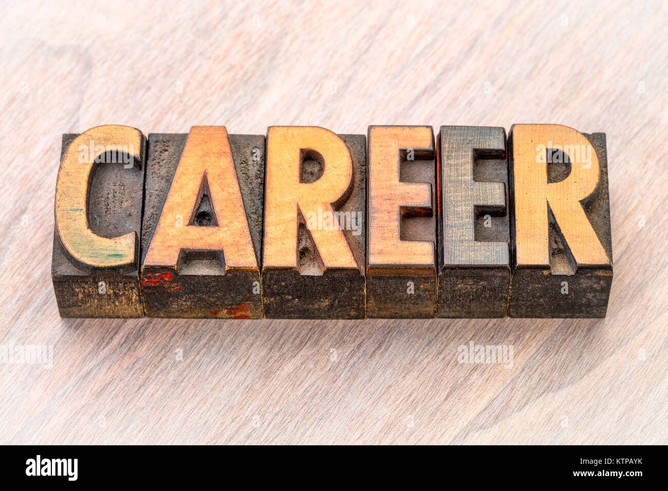 career word abstract in vintage lettepress wood type Stock Photo - Alamy