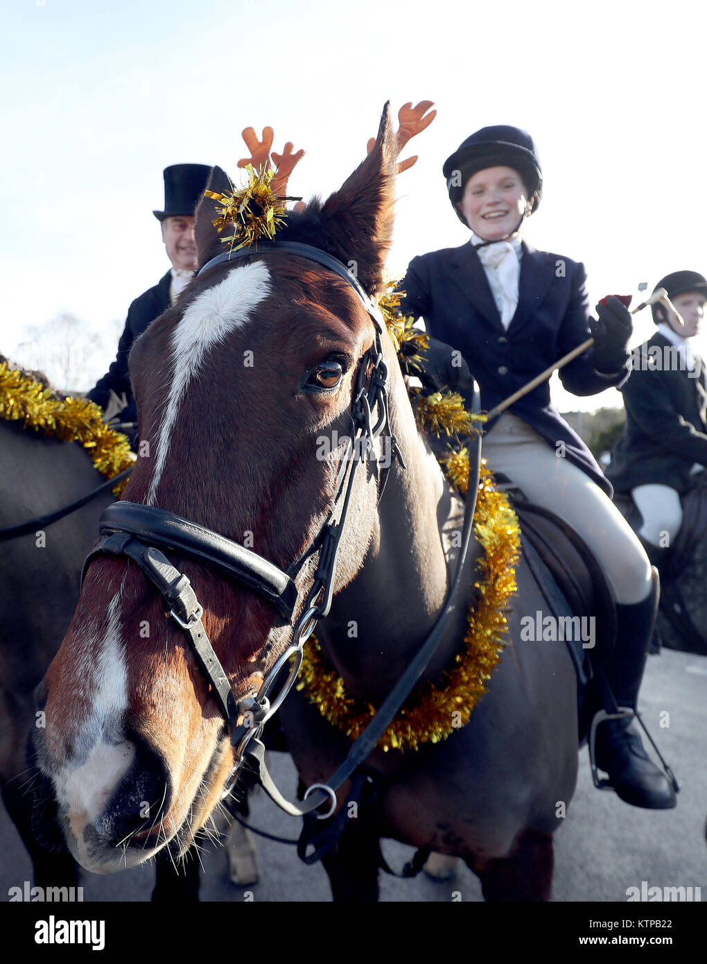 Horses wear reindeer antlers and tinsel as the Tedworth Hunt meets in ...