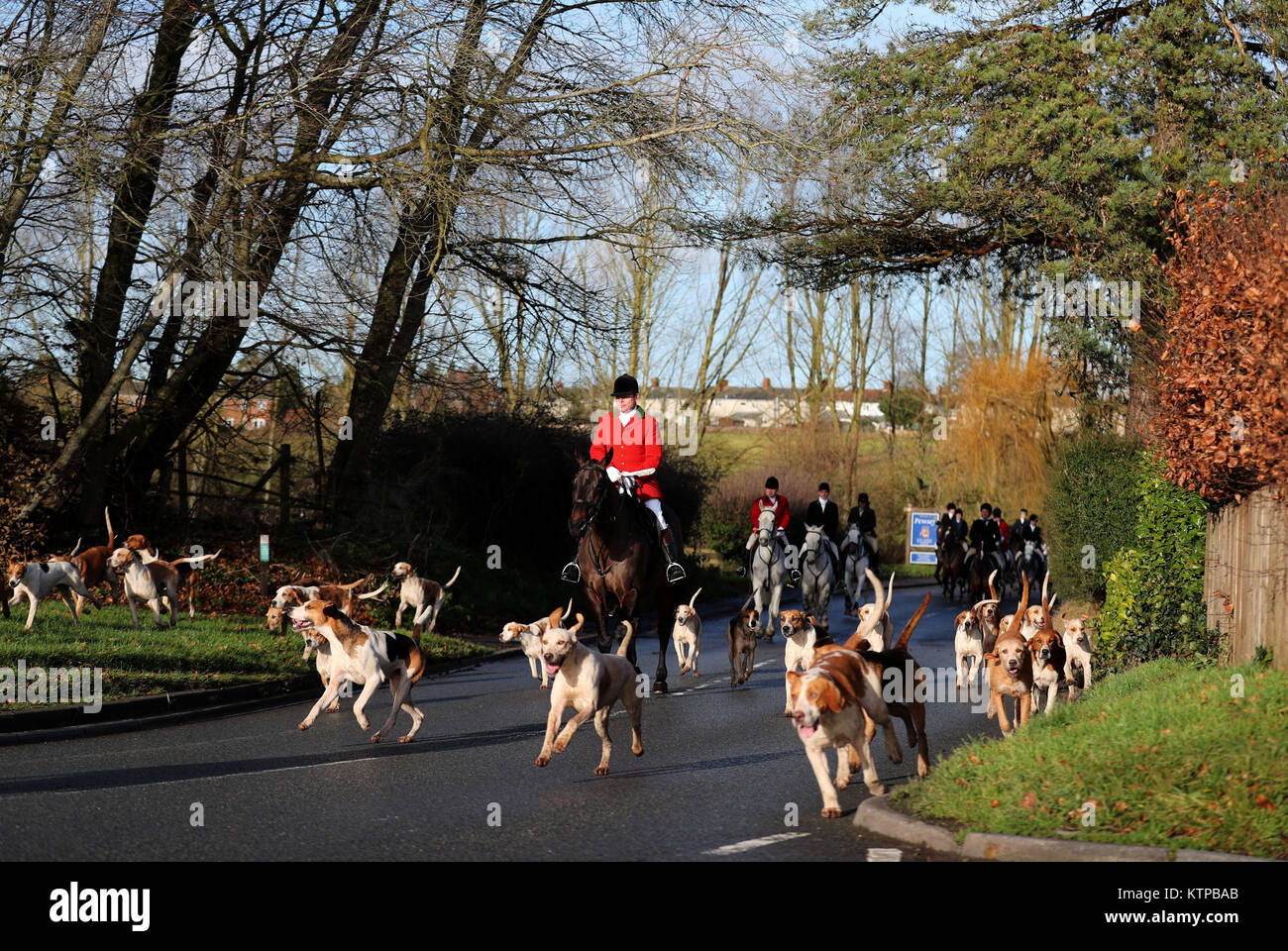 Riders and hounds set off from Pewsey in Wiltshire to take part in the ...