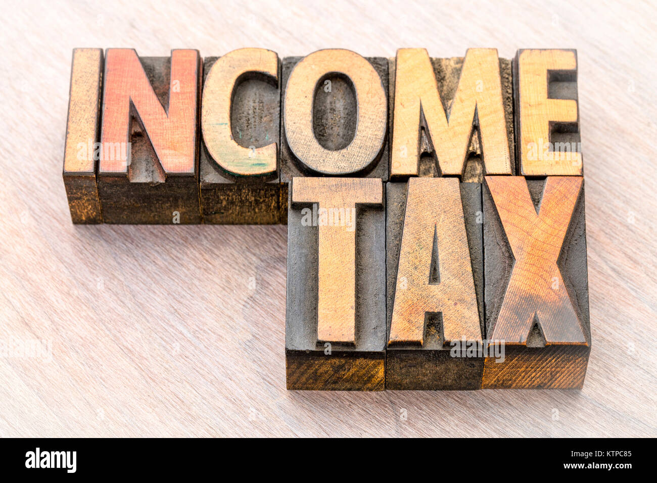 income tax word abstract in vintage letterpress wood type Stock Photo ...