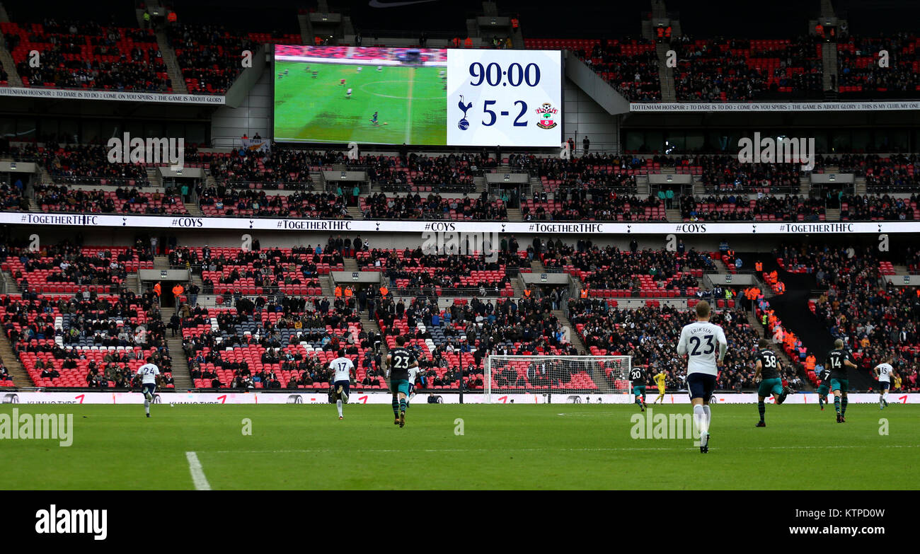 The score board shows the score during time added on in the second half ...