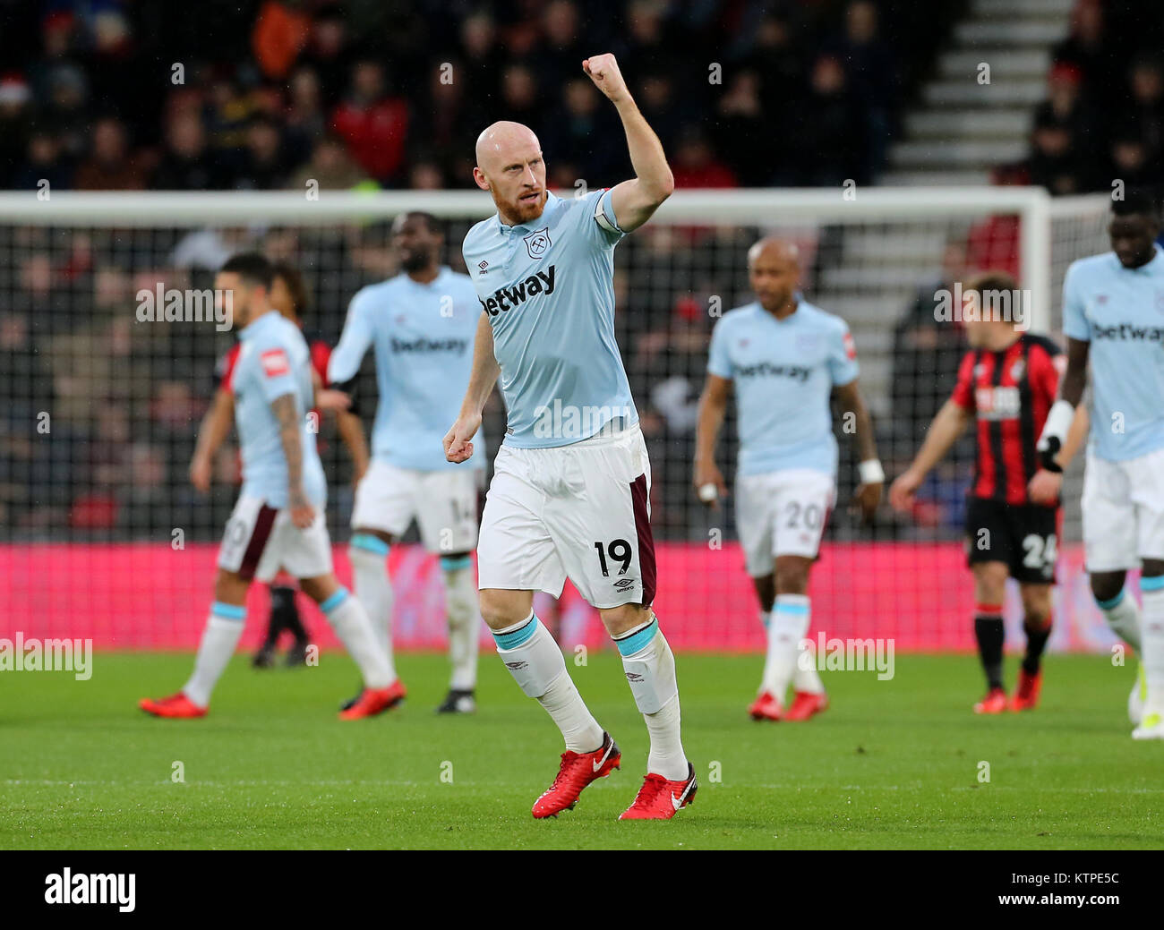 West Ham United's James Collins celebrates scoring his side's first ...