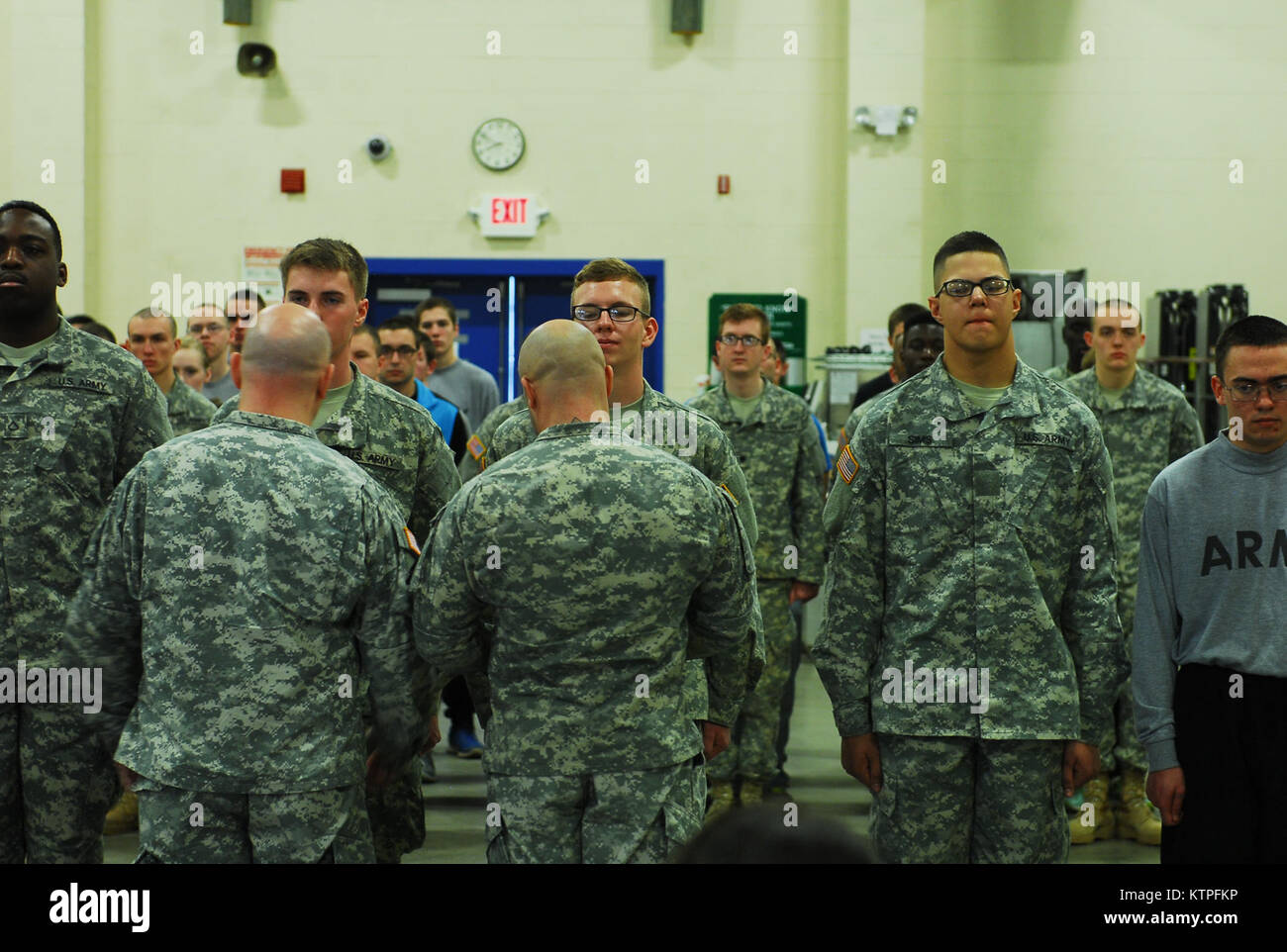 SYRACUSE, NY-- Recruits and new Soldiers lined up for a battle hand-off ...
