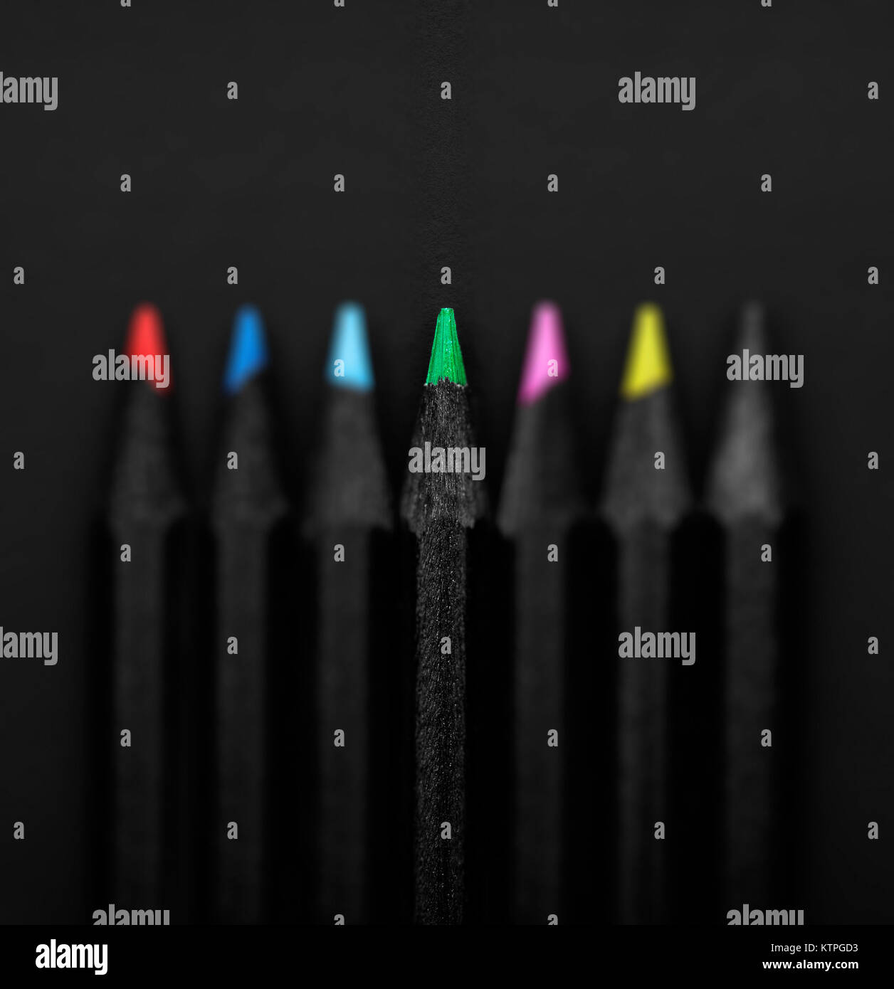 black, colored pencils, on black background Stock Photo - Alamy