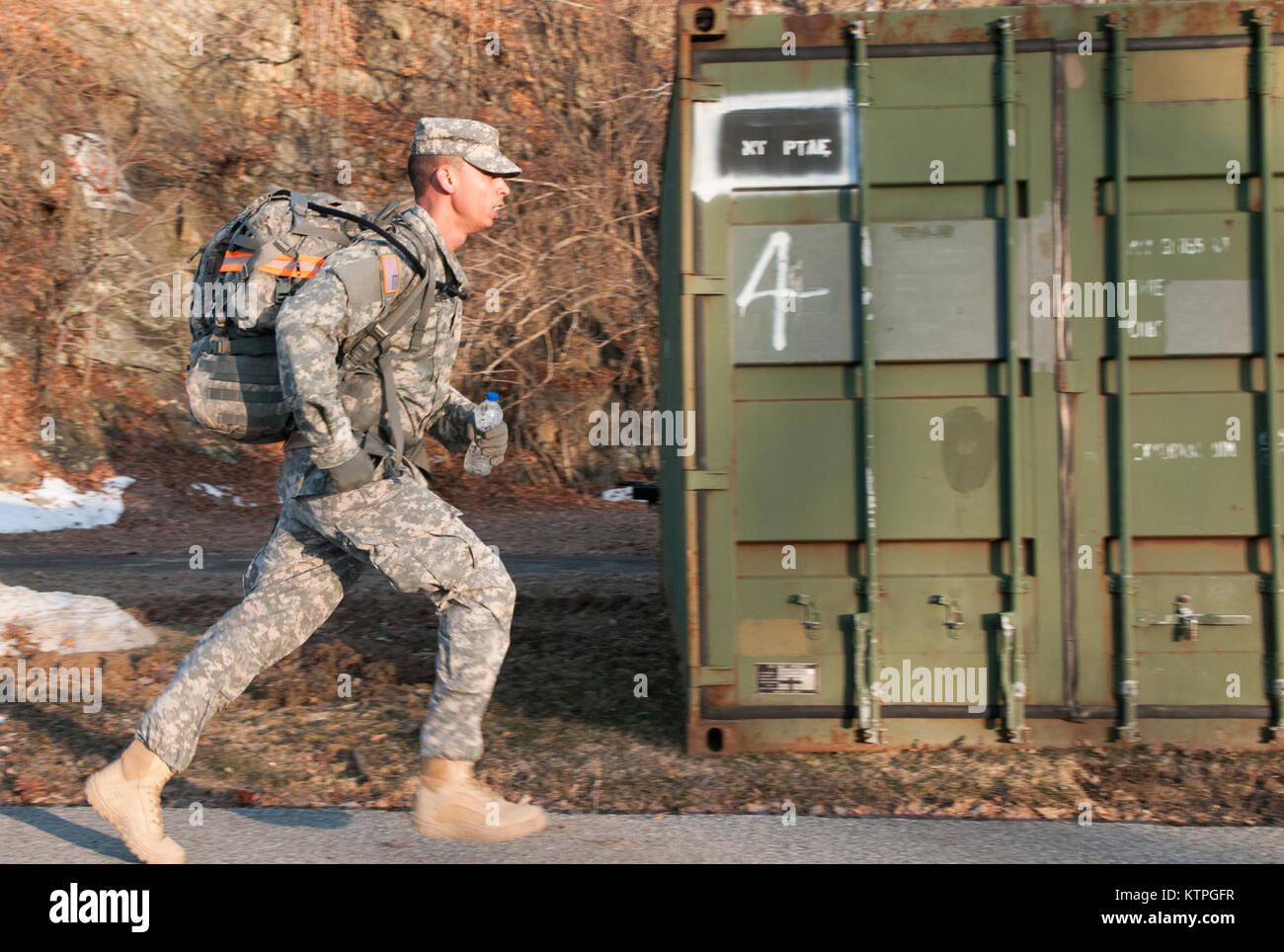 Sgt. Irving Gutierrez competes in the ruck march event of the New York ...