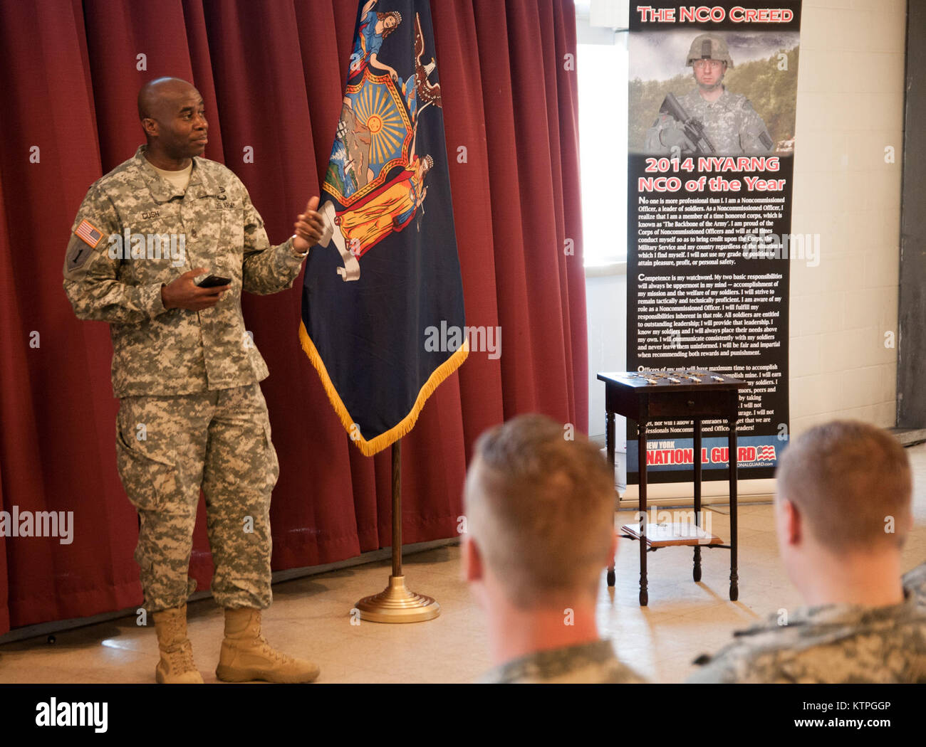 Command Sgt. Maj. Corey Cush, the Command Sgt. Maj.of the 53rd Troop Command, conducts an after ...