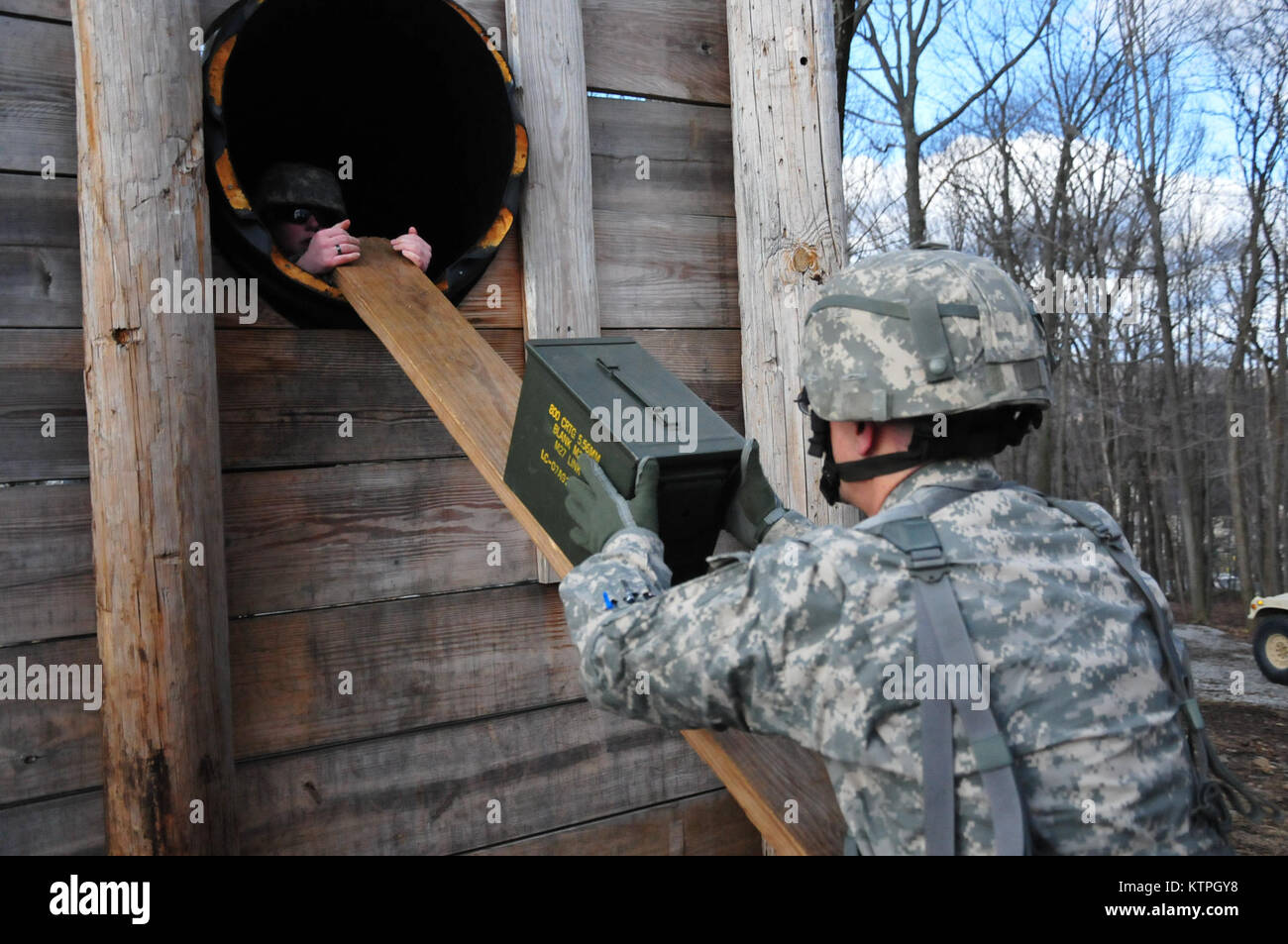 42nd Inf. Div. Soldiers from Headquarters Services Company determine ...