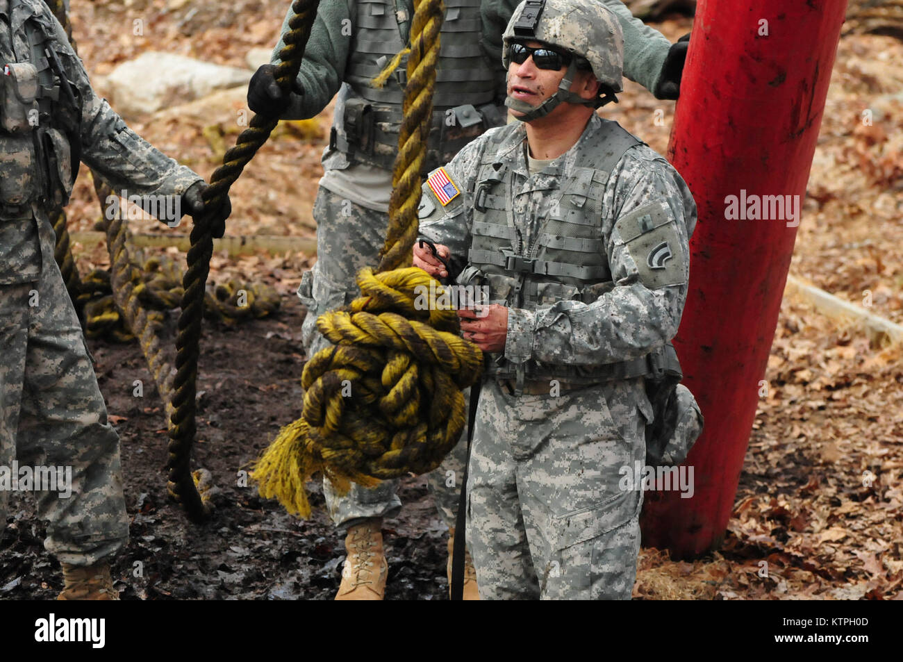 42nd Inf. Div. Soldiers from Headquarters Services Company determine ...