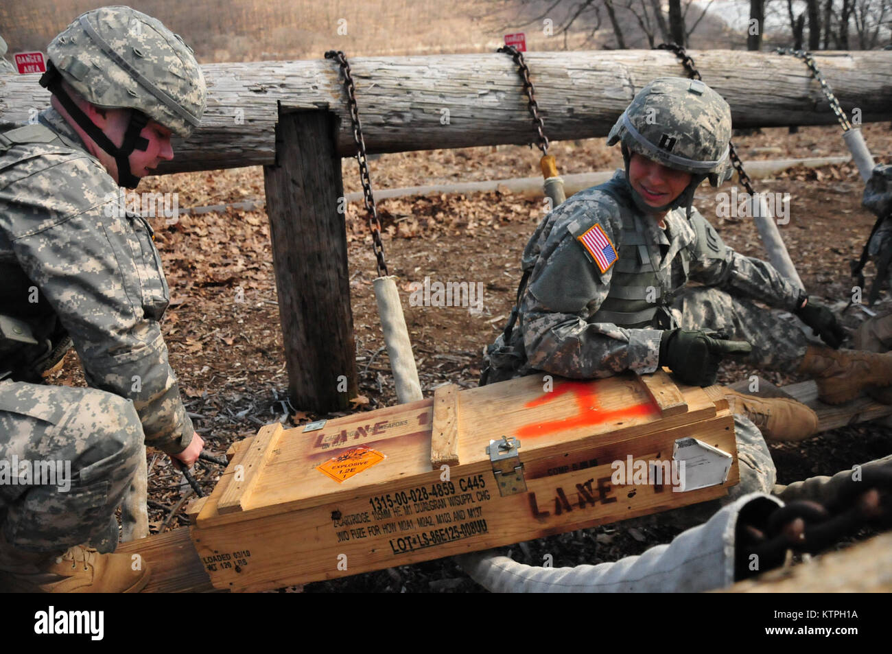 42nd Inf. Div. Soldiers from Headquarters Services Company determine ...