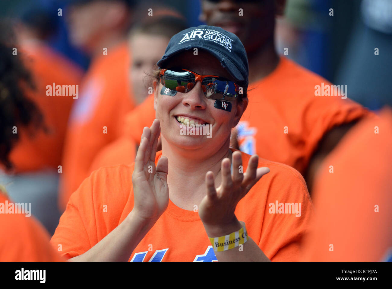 NEW YORK, NY - Wearing New York Mets jerseys, service members from the ...