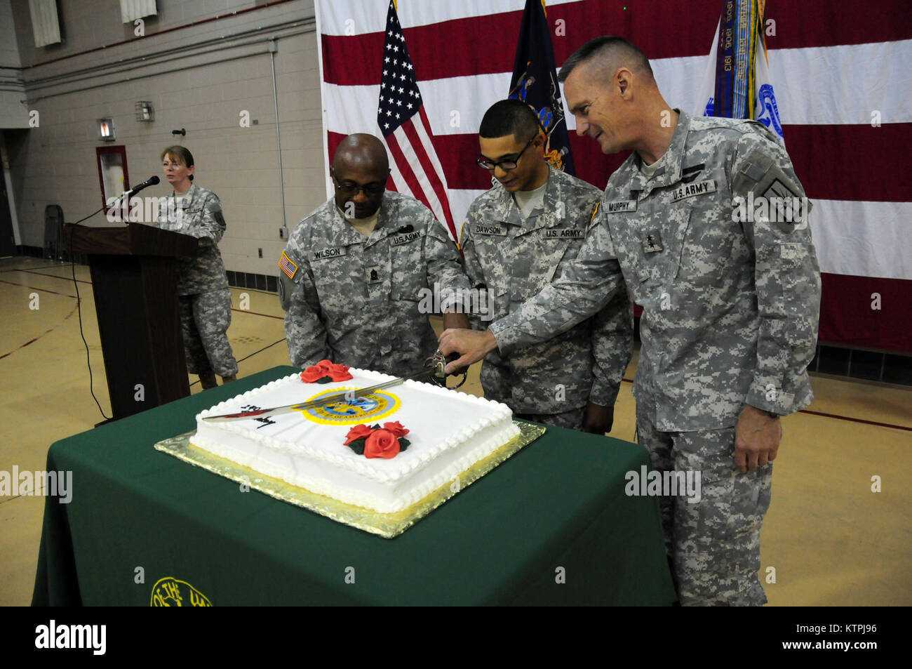 Command Sgt. Maj. Louis Wilson (left), Private Eric Dawson and Maj. Gen ...