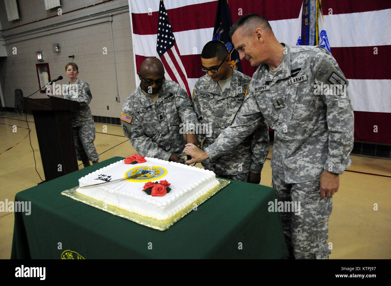 Command Sgt. Maj. Louis Wilson (left), Private Eric Dawson and Maj. Gen ...