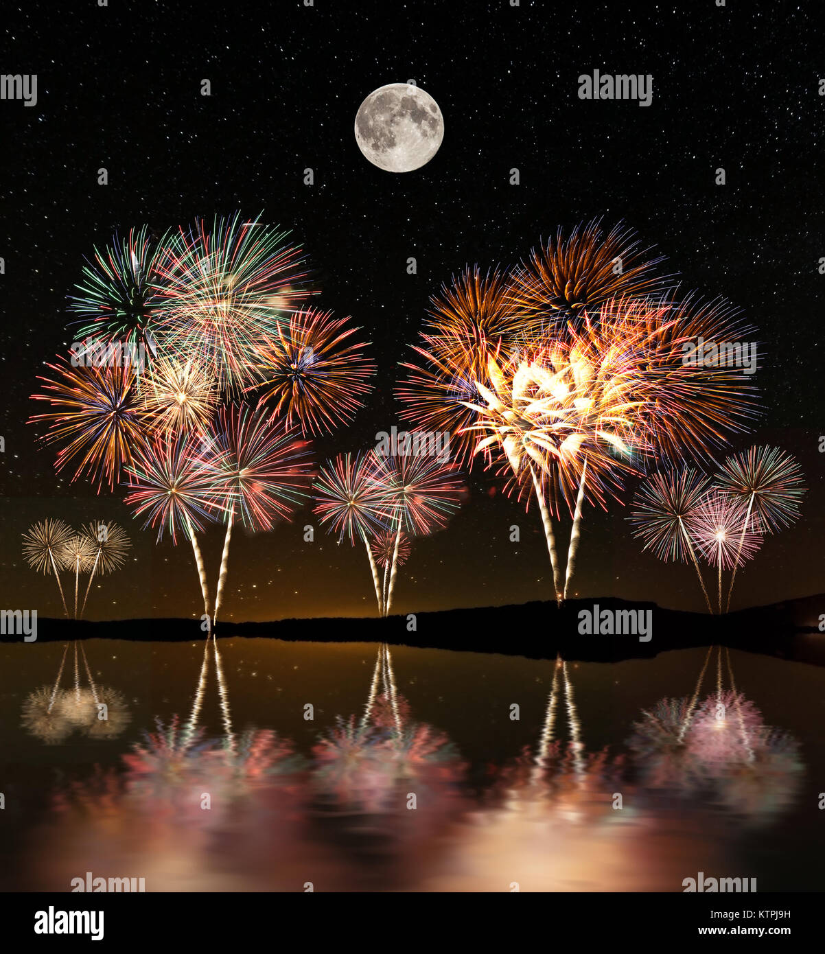 fireworks under the starry sky Stock Photo - Alamy