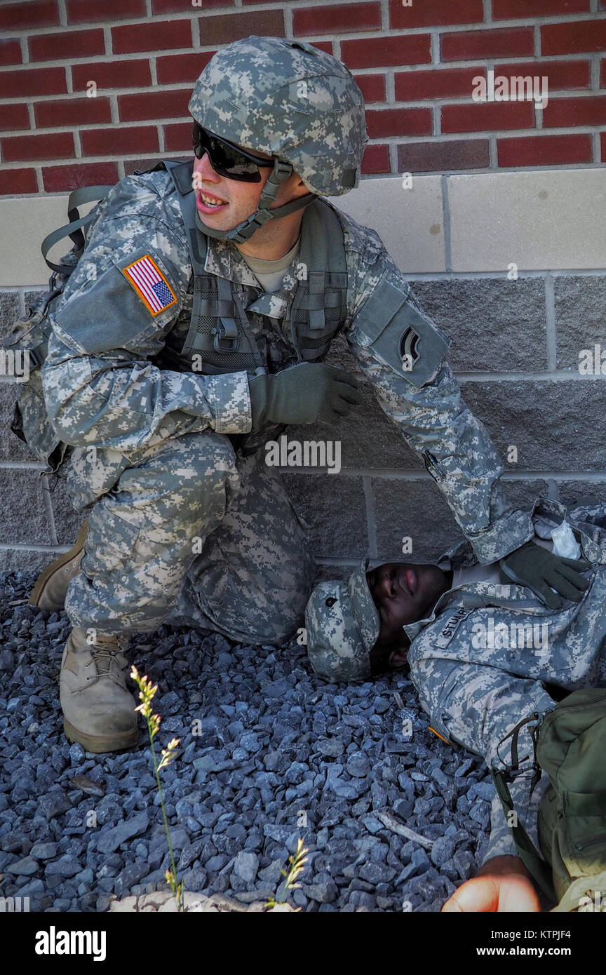 Pfc. Scott Boyce of the 42nd Infantry Division Signal Company practices ...