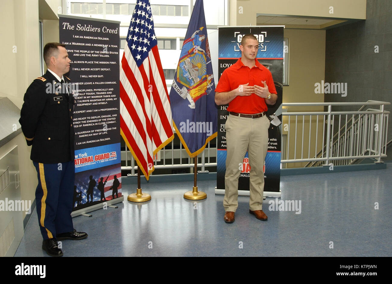 New York Army National Guard PFC Justin Olsen speaks after joining the ...