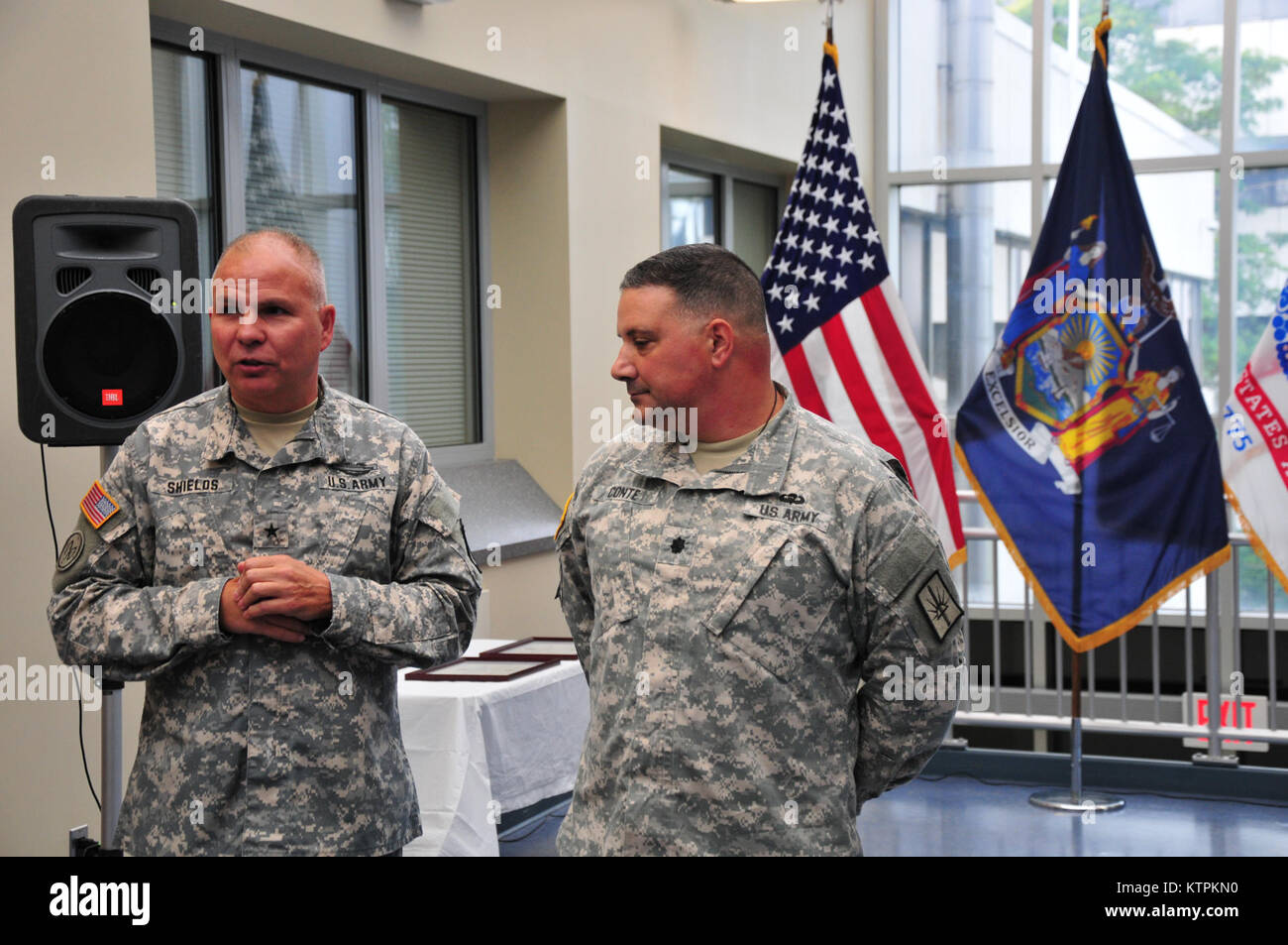 Lt. Col. Paul Conte is introduced by Brig. Gen. Raymond Shields during ...