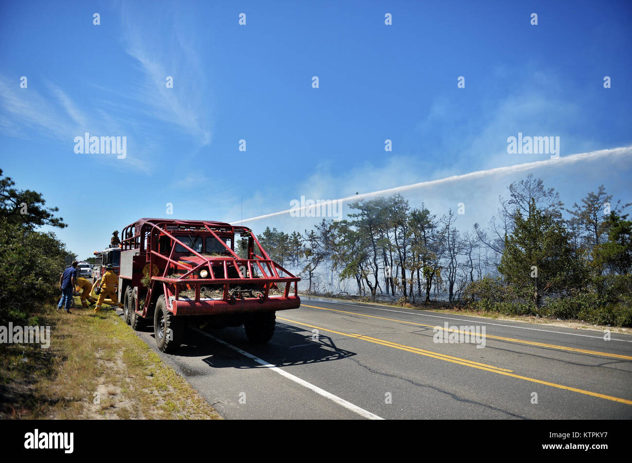 WESTHAMPTON BEACH, NY - Firefighters from the Riverhead Fire Department ...
