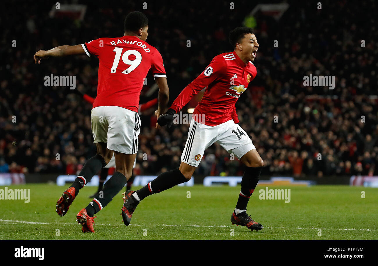 Manchester United's Jesse Lingard (right) celebrates scoring his side's ...