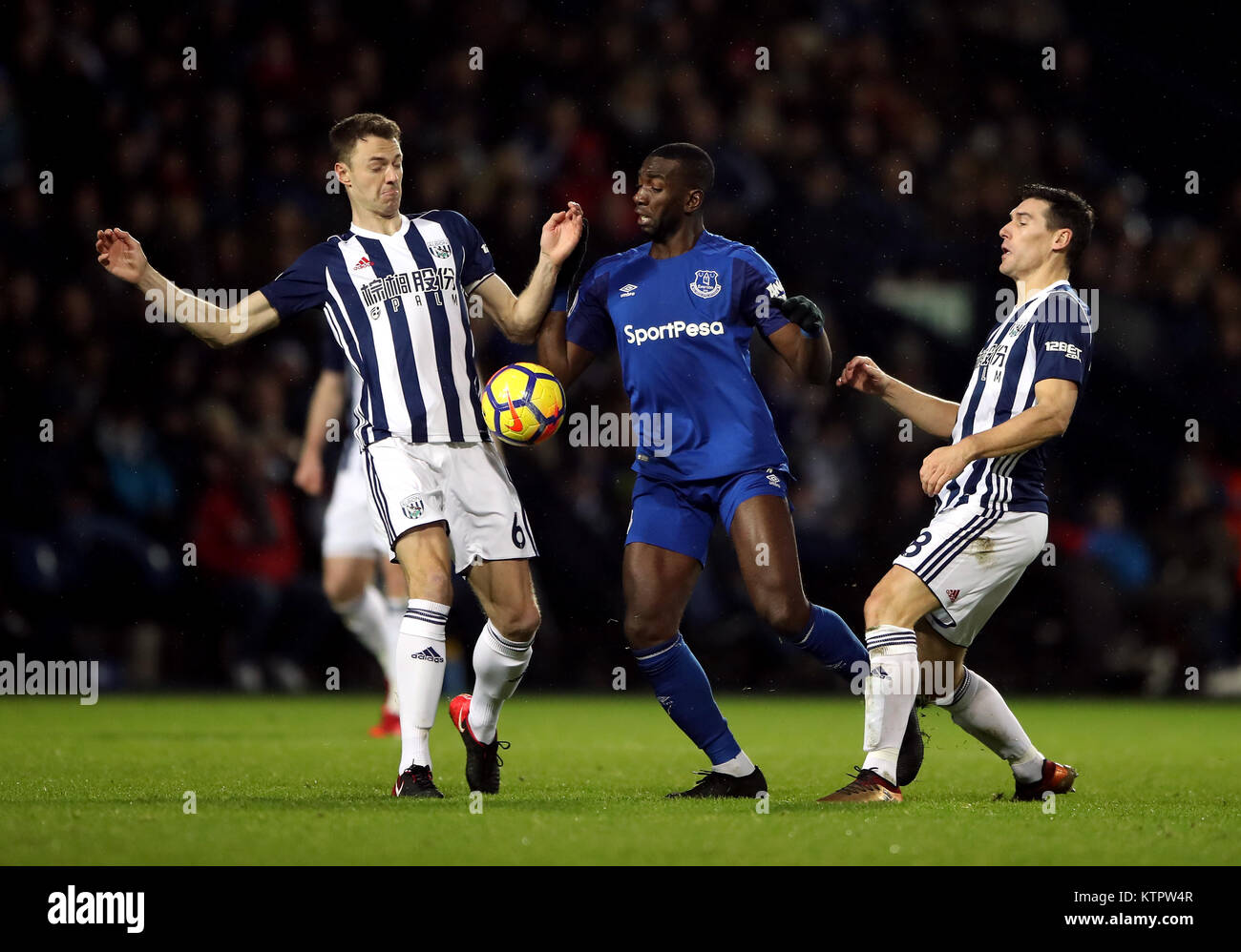 Everton's Yannick Bolasie and West Bromwich Albion's Jonny Evans (left ...