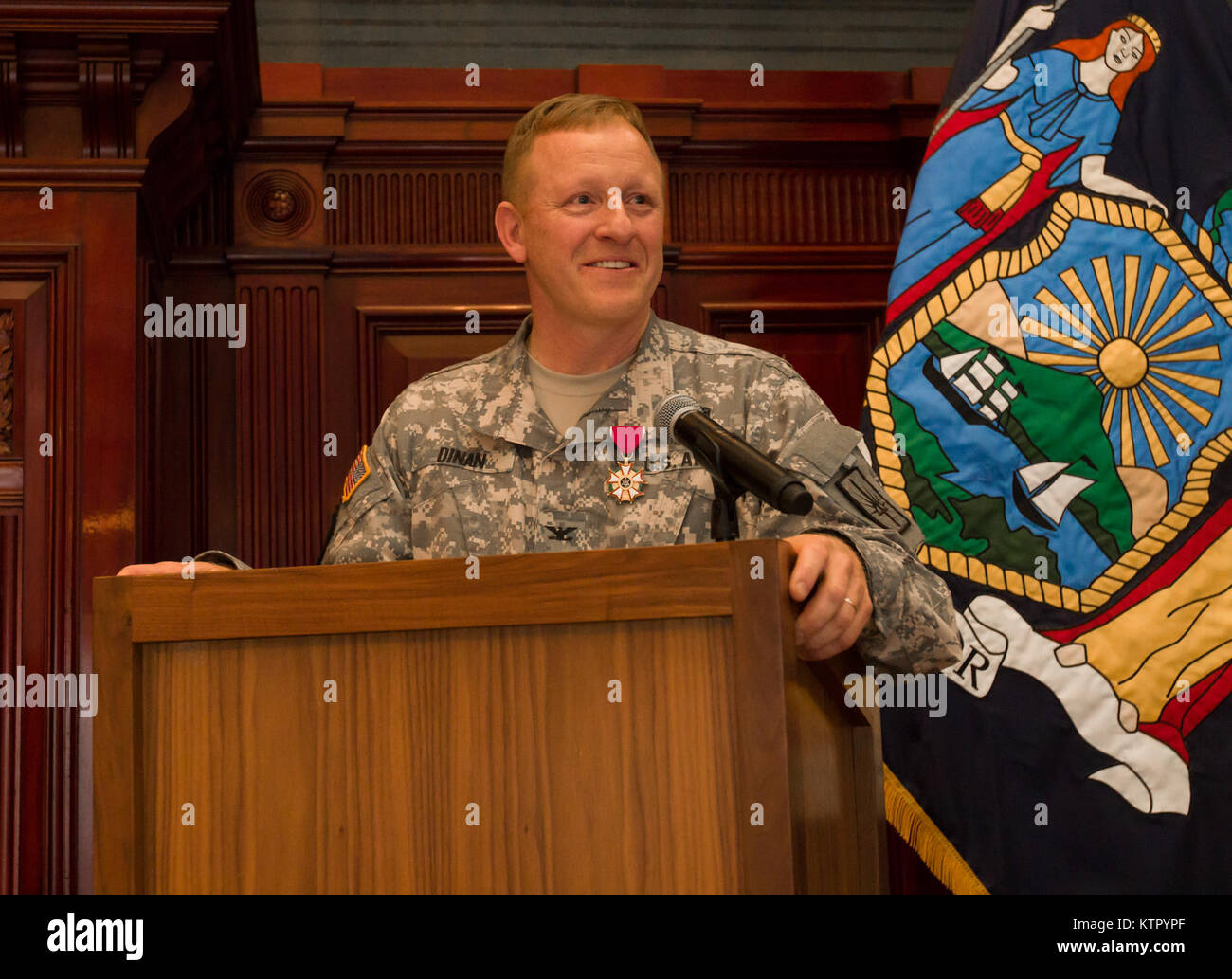 Col. Martin C. Dinan speaks after the change of command ceremony of the ...